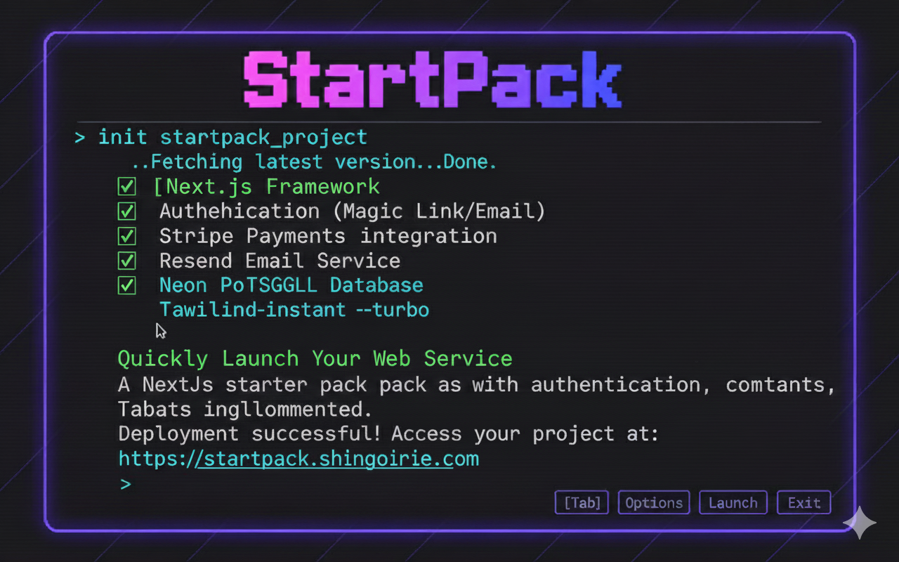 StartPack - Webサービスを高速に立ち上げるためのNext.js＋ユーザー認証、サブスク決済、DB、メール送信パック